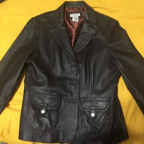 Covington | Jackets & Coats | Covington Genuine Leather Brown Women ...